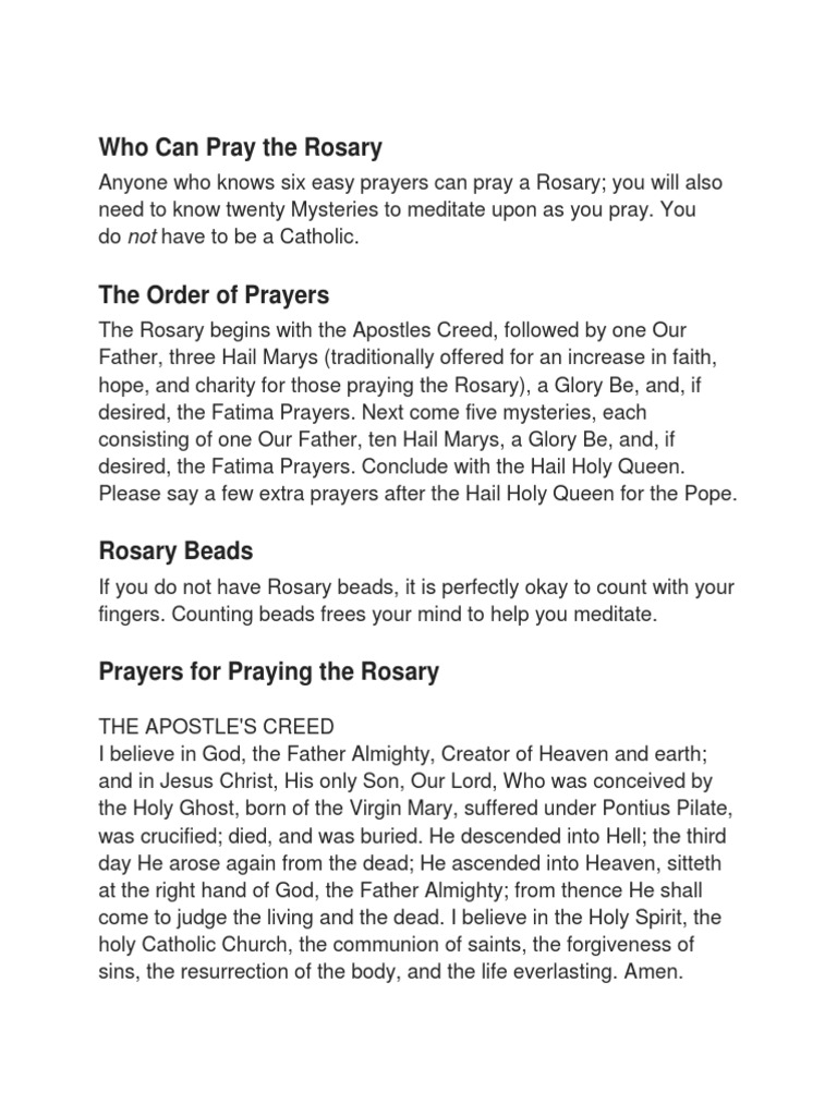 Rosary Guide | PDF | Rosary | Lord's Prayer