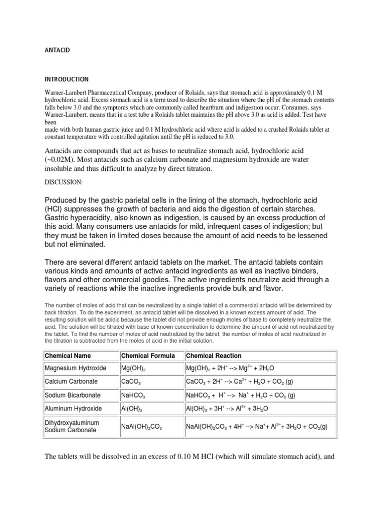 Antacid | PDF | Analytical Chemistry | Chemistry