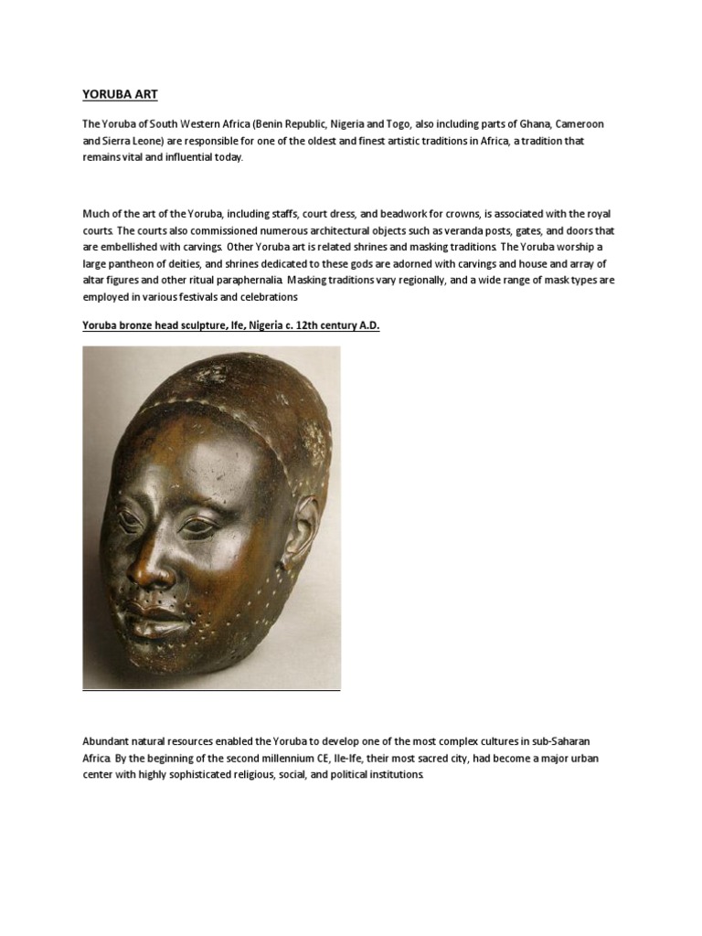 Yoruba Art and Its Cultural Significance | PDF | Religion And Belief