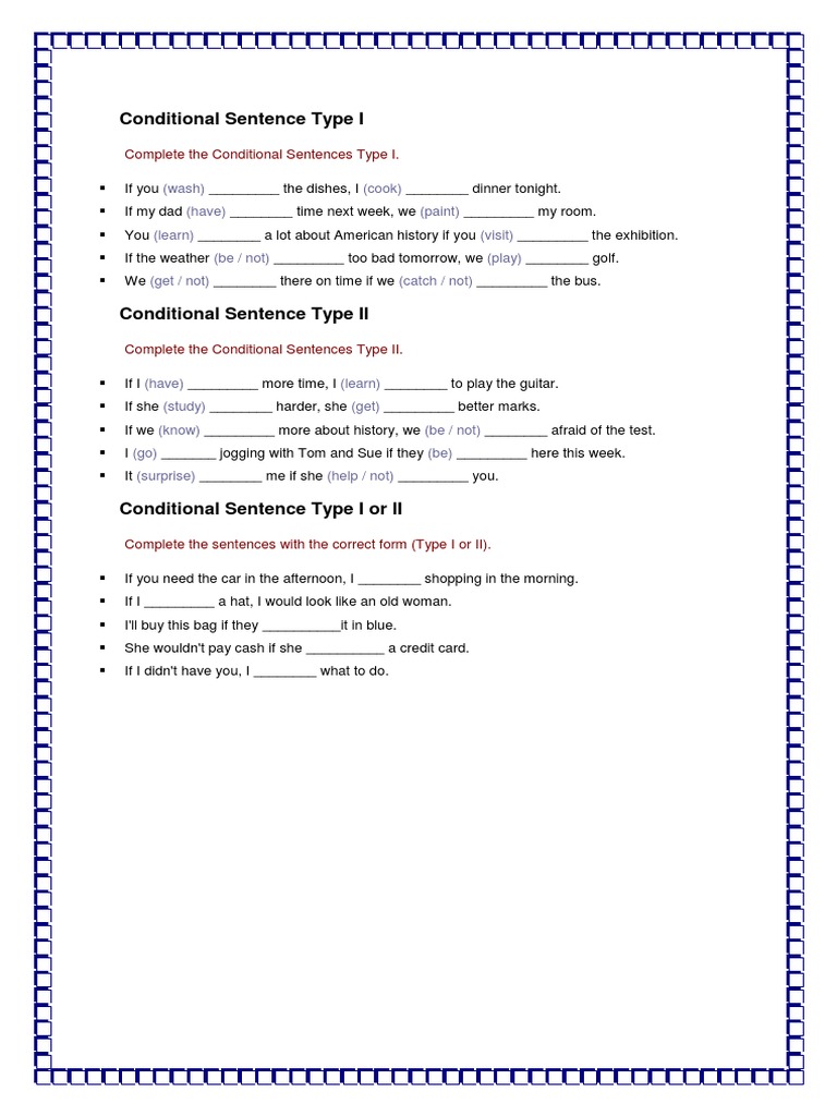 Conditional Sentences Practice Exercises | PDF | Language Arts ...