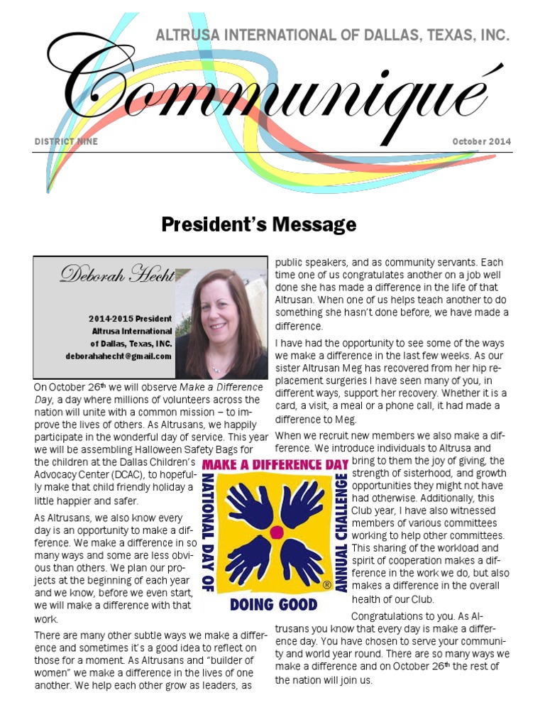 Deborah Hecht: President's Message | PDF