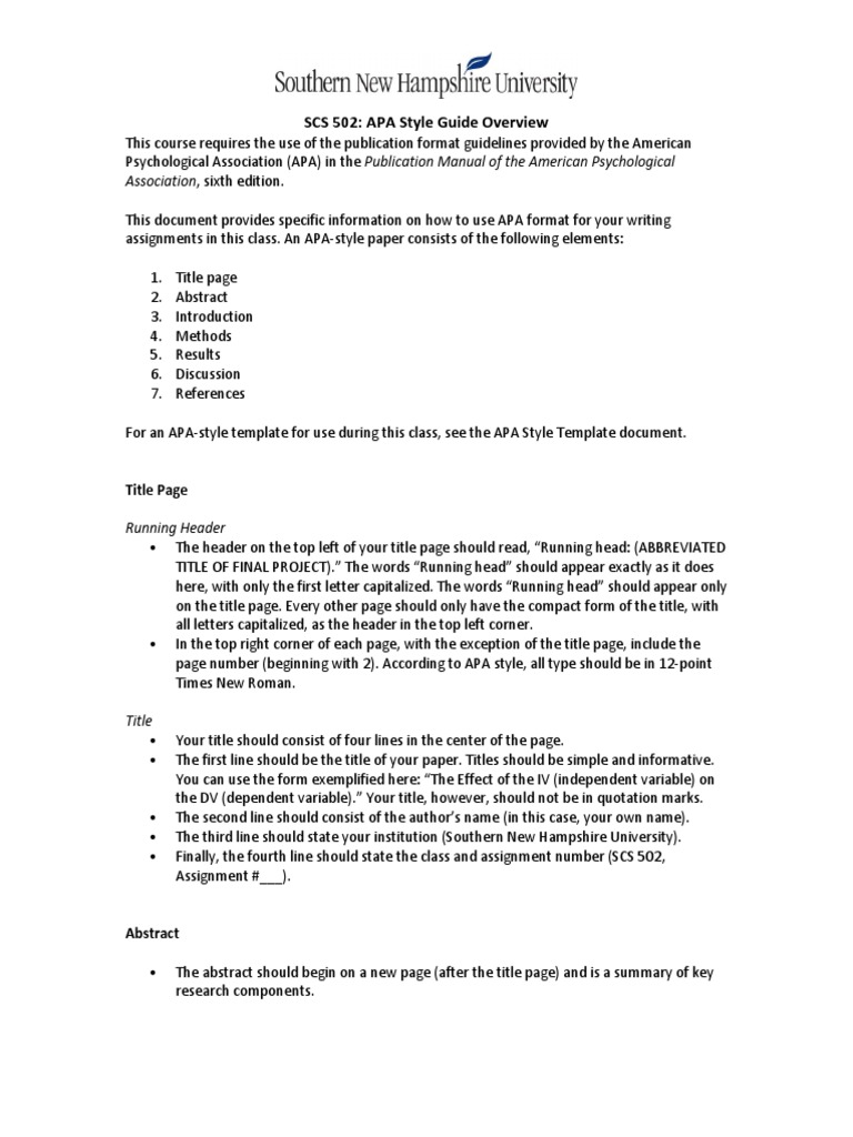 APA Style Guide Overview | PDF | Hypothesis | Experiment