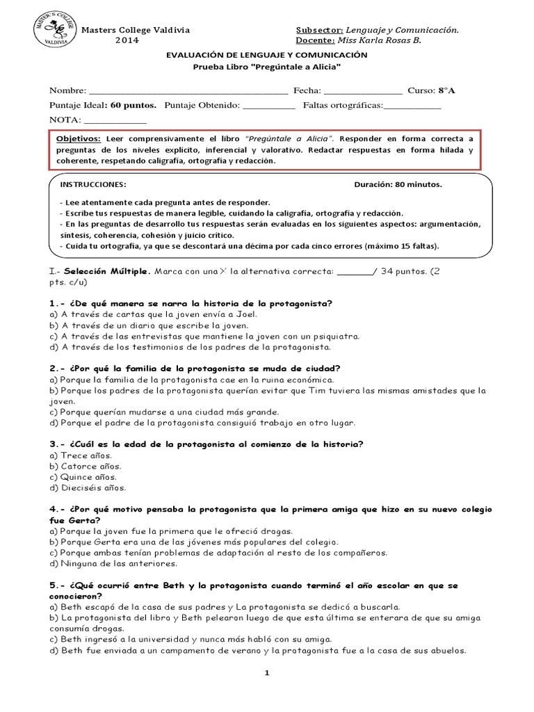 Prueba Preguntale A Alicia | PDF | Dietilamida del ácido lisérgico | Drogas