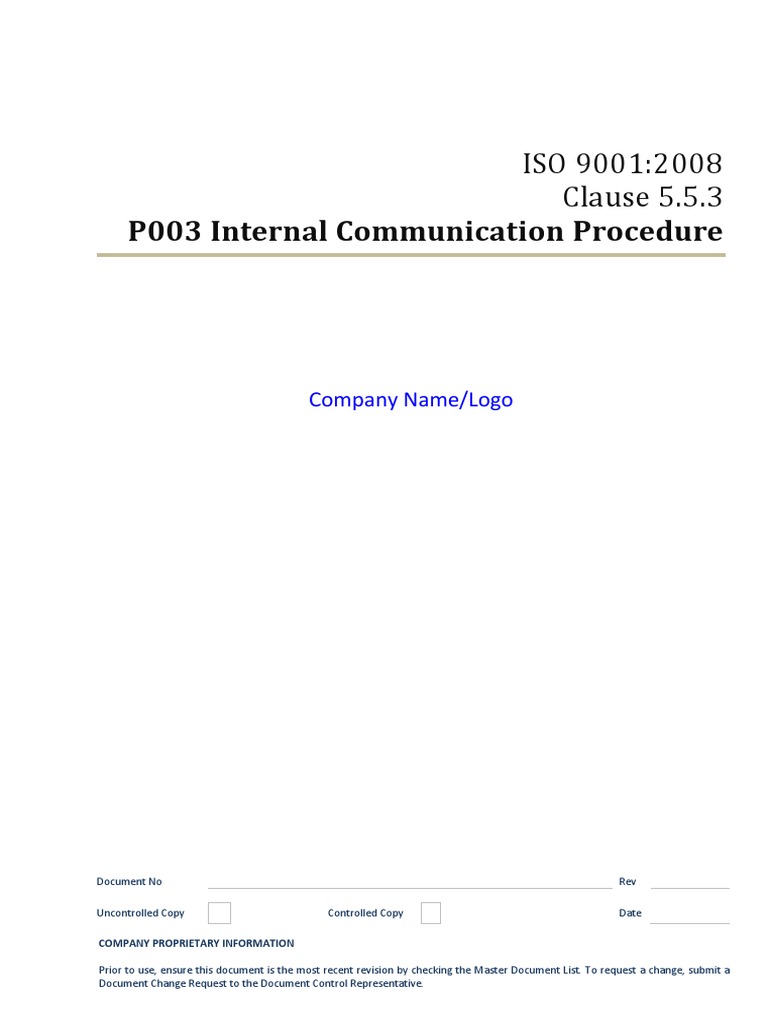 Internal Communication Procedure ISO 9001 | PDF | Quality Management ...