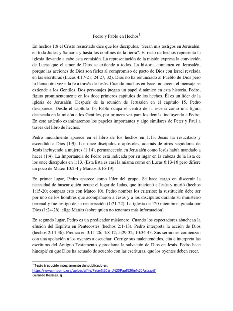 Pedro y Pablo en Hechos de Los Apóstoles | Descargar gratis PDF | Pablo el apóstol | San Pedro