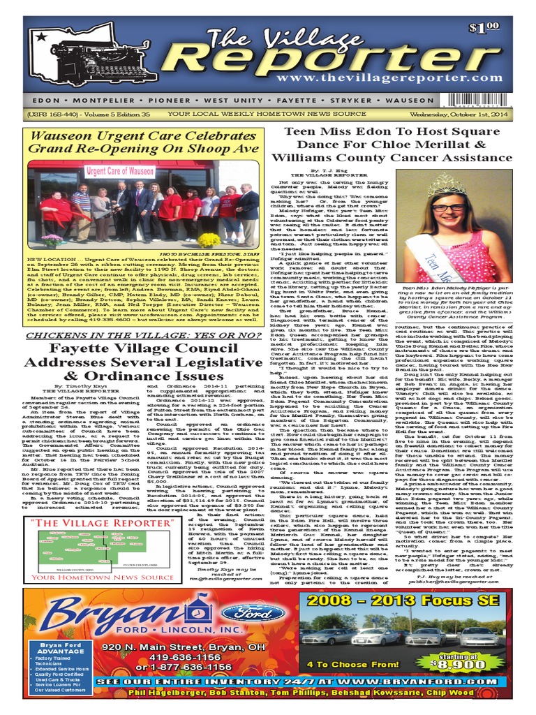 The Village Reporter - October 1st, 2014 | PDF | Sheriffs In The United ...