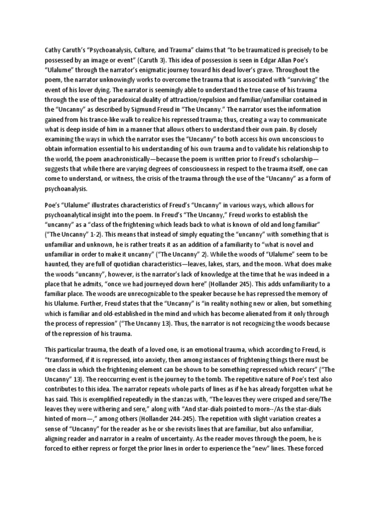 Trauma and the Uncanny in Poe's Ulalume | PDF | Psychological Trauma ...