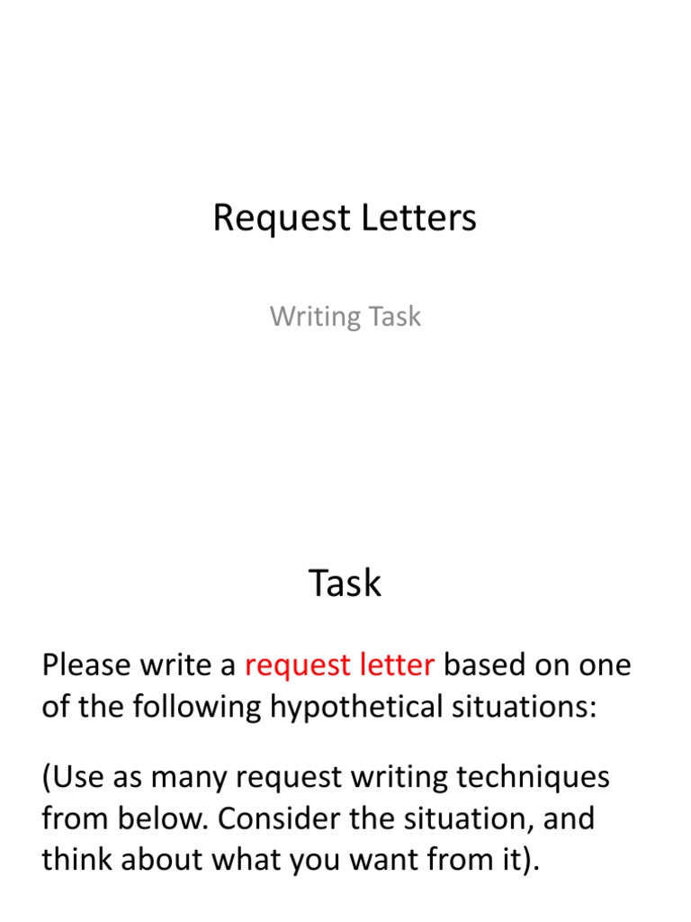 Request Letters: Writing Task | PDF