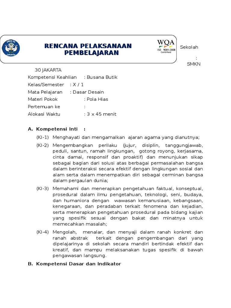 RPP SMK 30 Dasar Desain | PDF