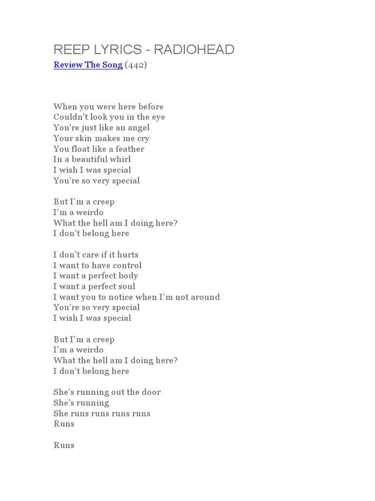 Creep Radiohead Lyrics