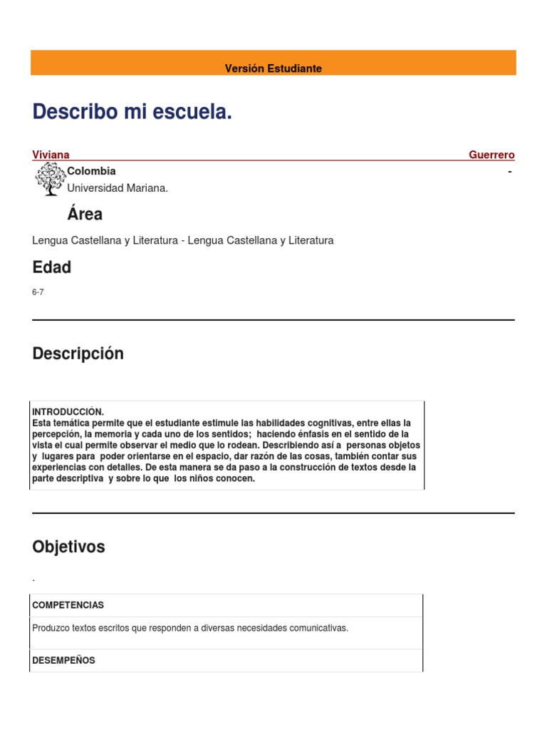 DEscribo Mi Escuela Proyecto 2 | PDF | Conceptos psicologicos ...