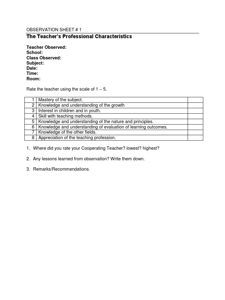 Observation Sheets | Test (Assessment) | Classroom | Free 30-day Trial ...