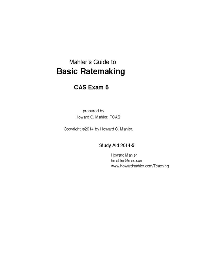 Mahler S Guide To Basic Ratemaking | PDF | Actuary | Insurance