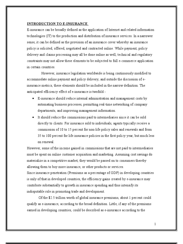Introduction to E-Insurance Systems | PDF | Insurance | E Commerce