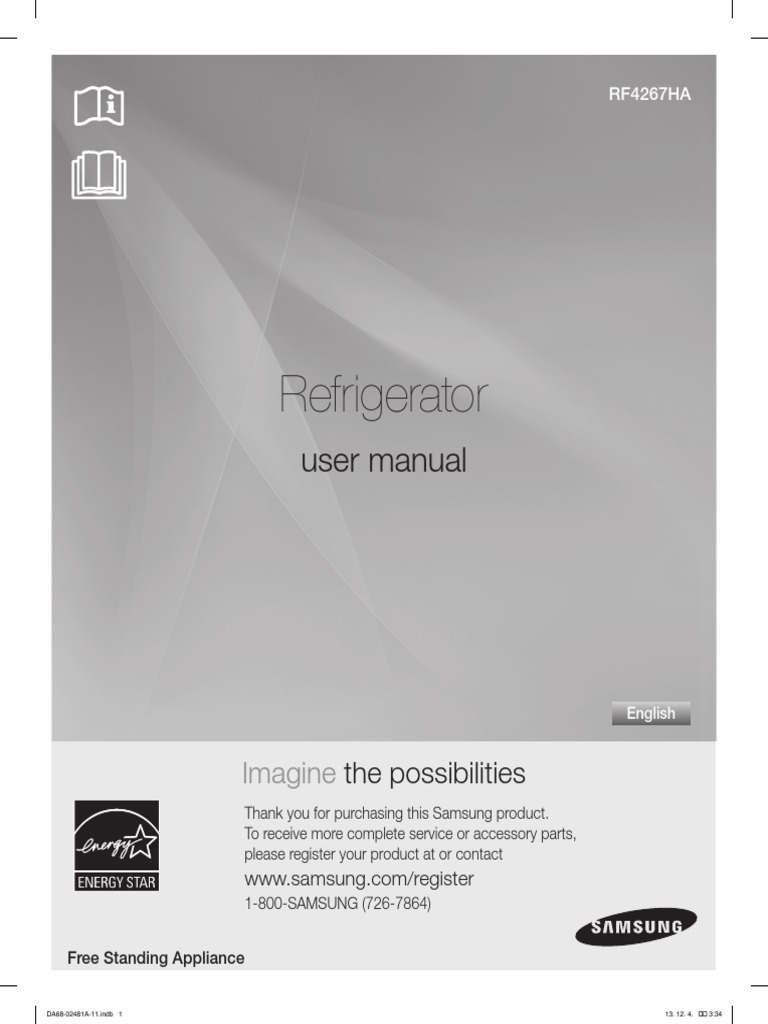 Samsung Refrigerator Manual DA68-02481A-11 | PDF | Refrigerator | Ac ...