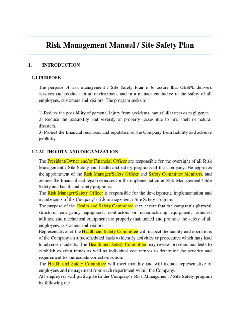 Risk Management Manual - Full | PDF | Risk Management | Occupational ...