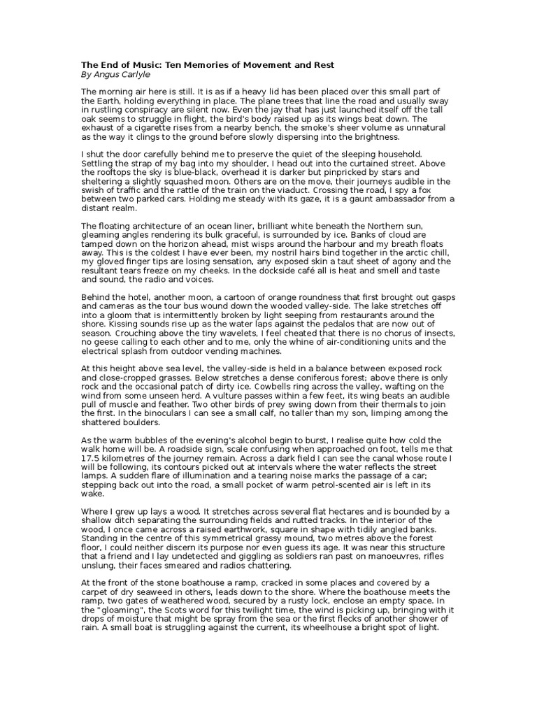 The End of Music: Ten Memories of Movement and Rest | PDF | Nature