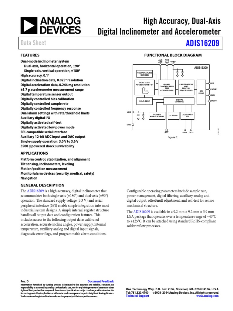 Adis 16209 Full | Download Free PDF | Analog To Digital Converter ...