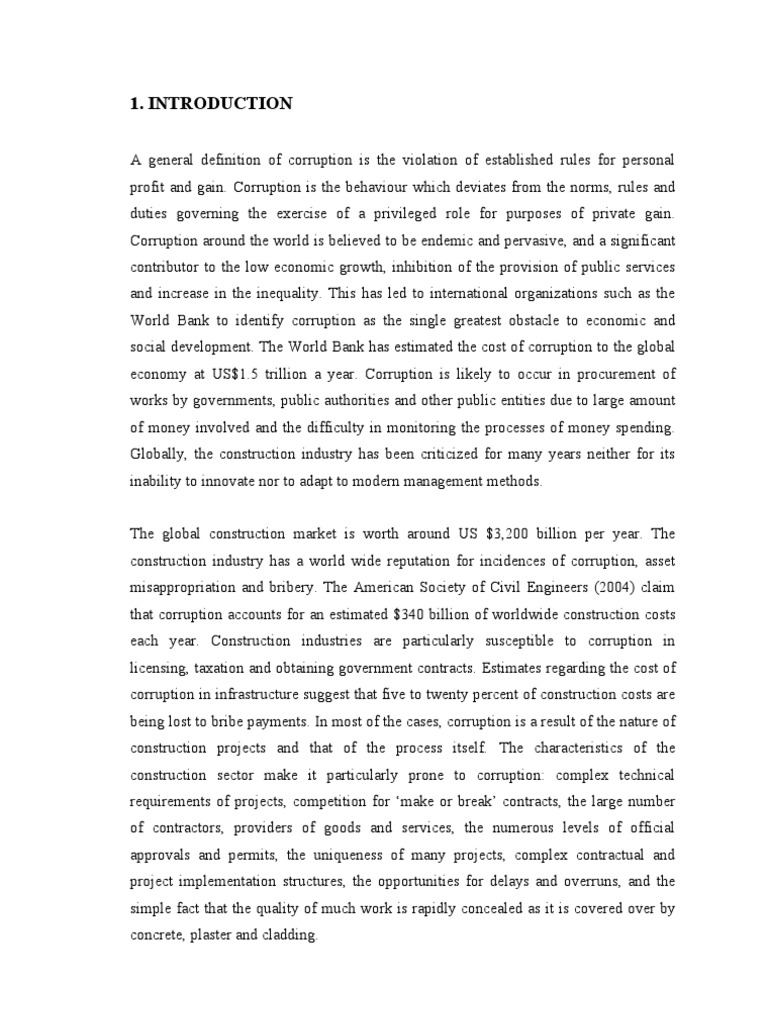 Corruption in the Construction Industry | PDF | Corruption | Bribery