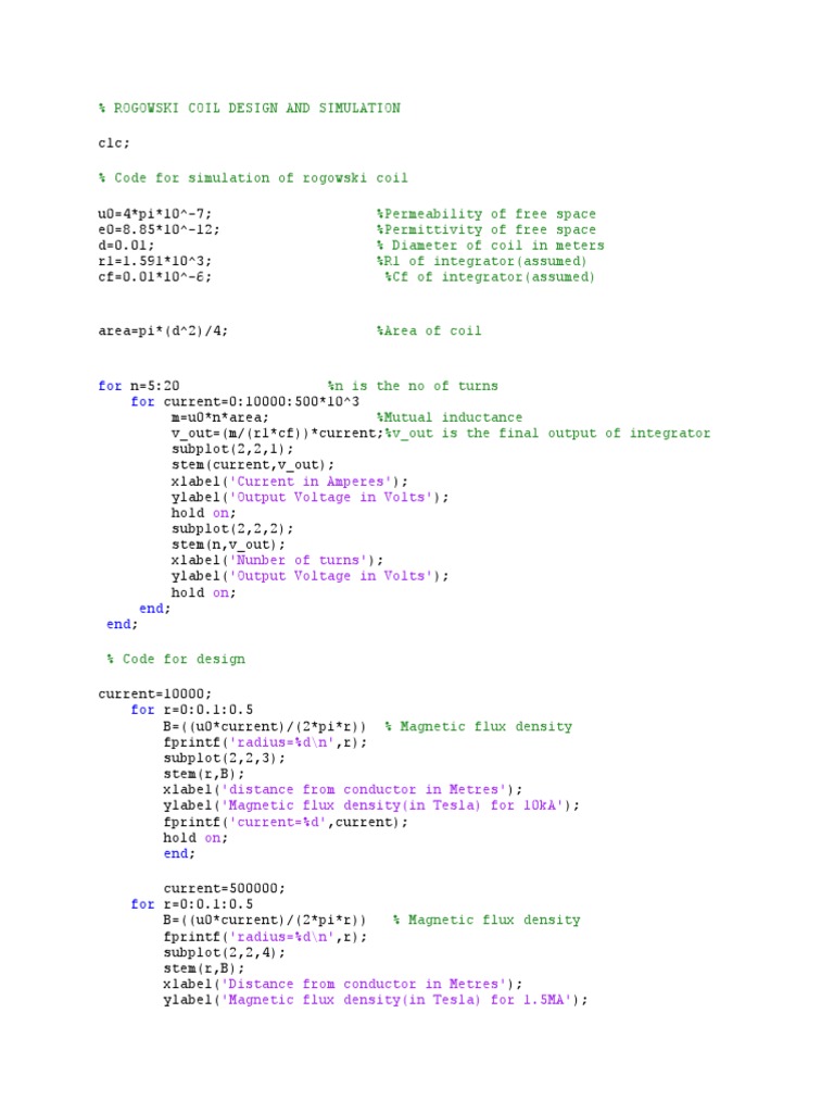 Rogowski Coil Design and Simulation | PDF | Inductor | Inductance