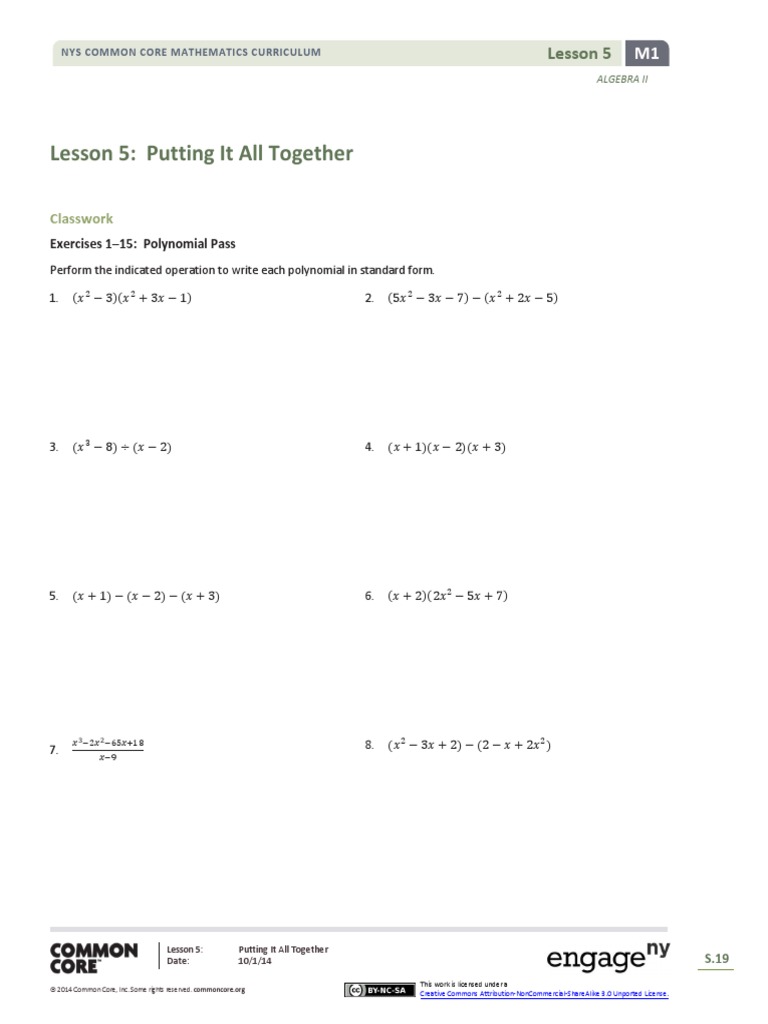 Algebra II m1 Topic A Lesson 5 Student | PDF | Common Core State ...