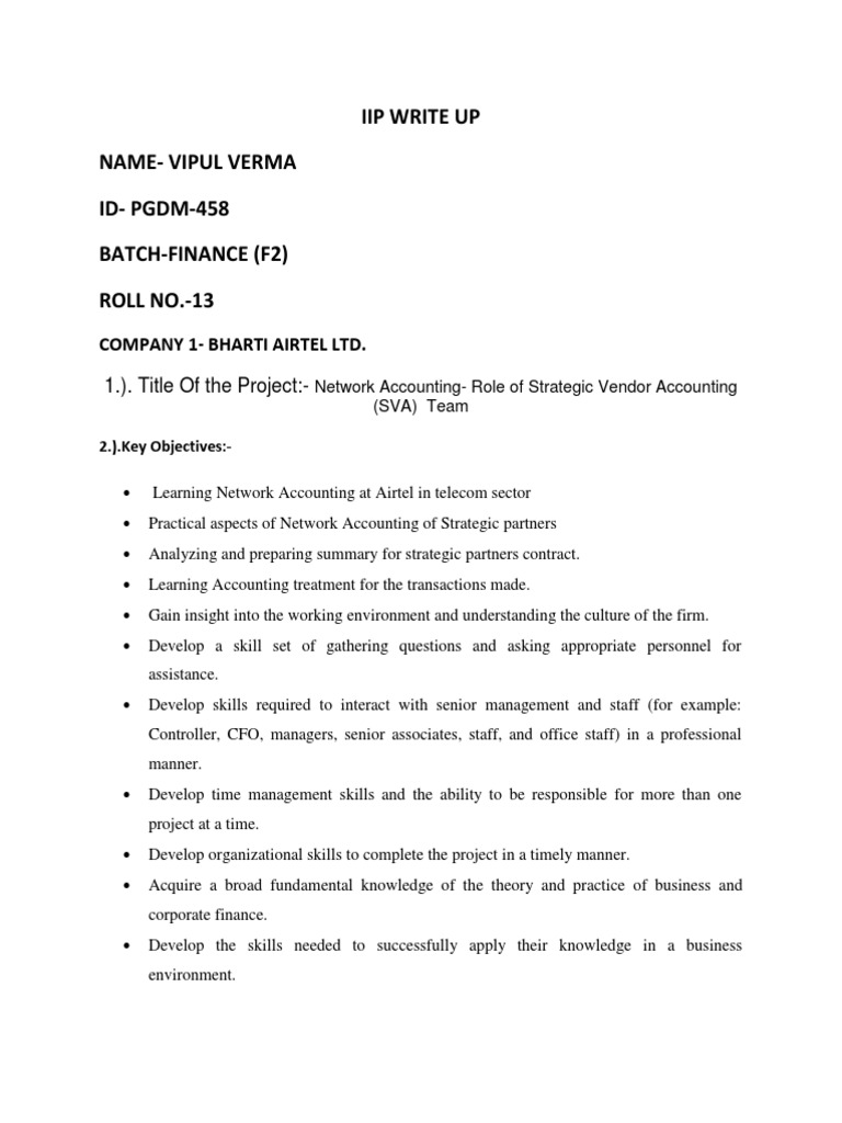 IIP Write Up | PDF | Accounting | Chief Financial Officer