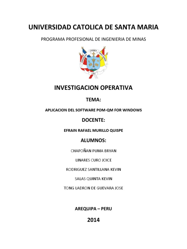 Aplicacion Del Software Pom-Qm For Windows | PDF