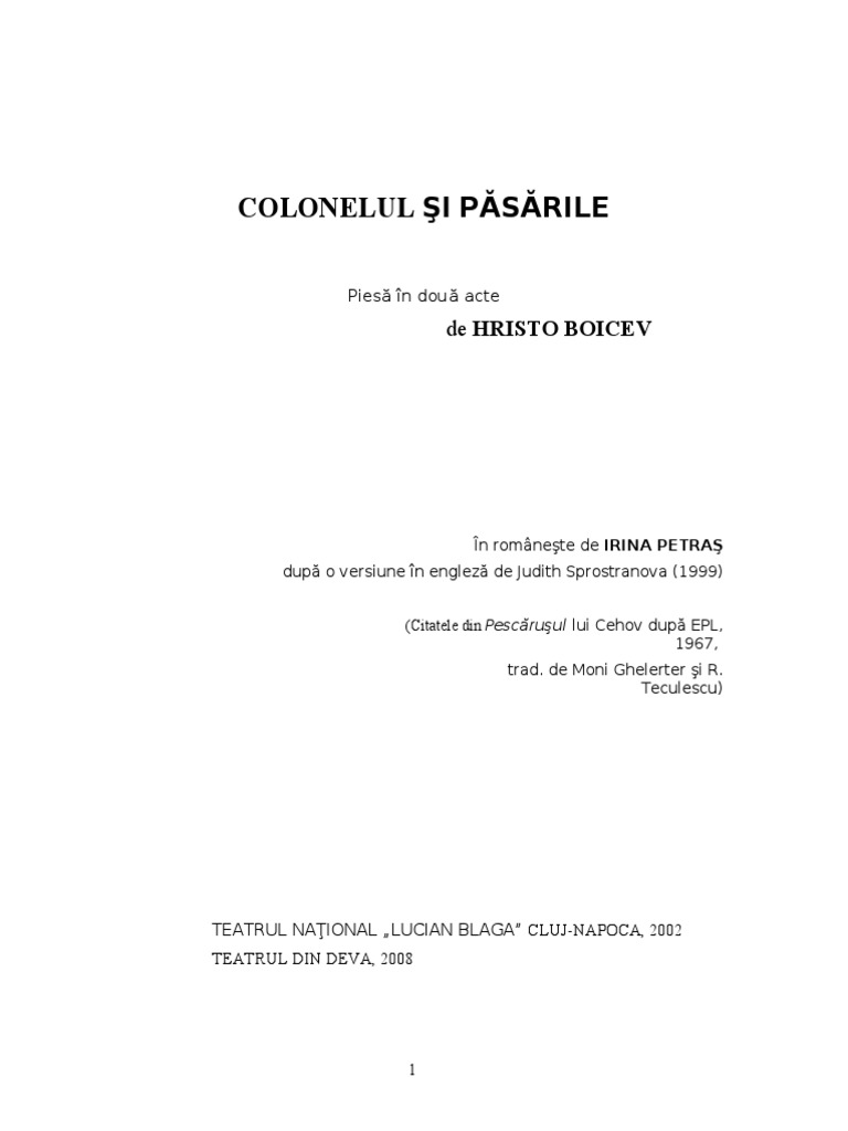 Hristo Boicev - Colonelul Si Pasarile | PDF