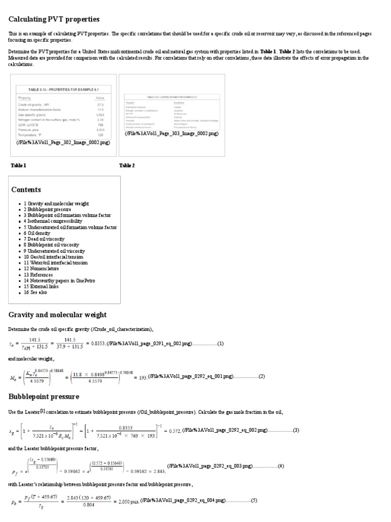 Calculating PVT Properties | PDF | Gases | Petroleum