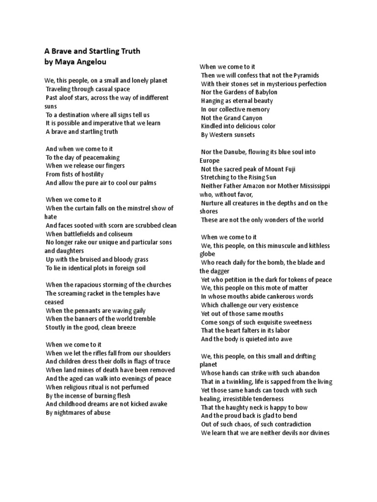 A Brave and Startling Truth | PDF