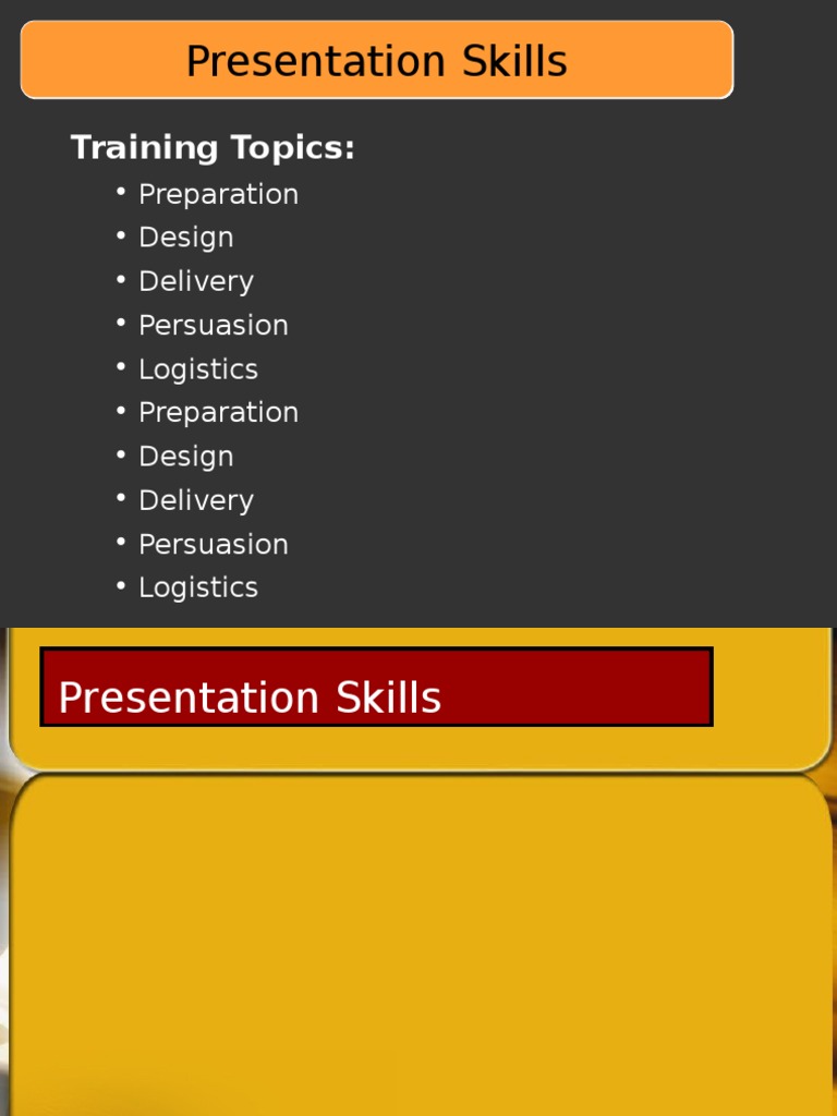 Presentation Skills: Training Topics | PDF | Typefaces | Communication