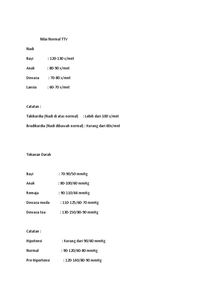 Nilai Normal TTV | PDF