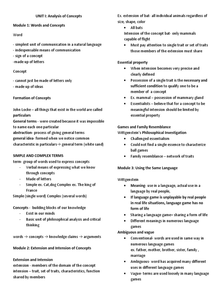Philo 1 UNIT I | PDF | Definition | Concept