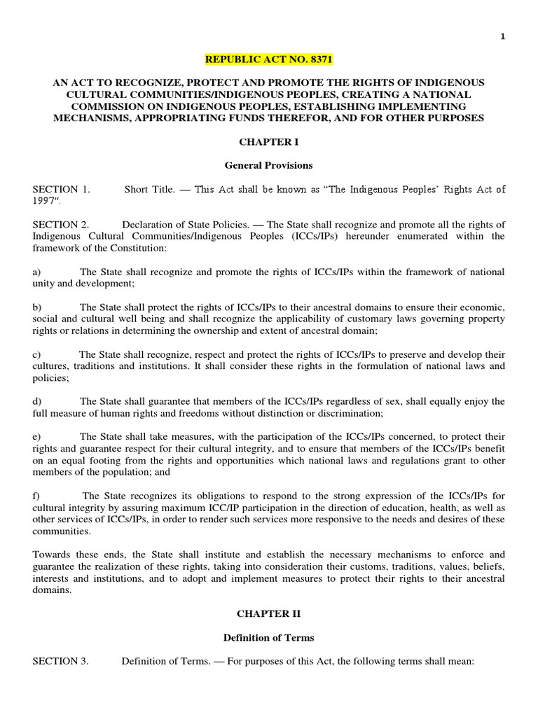 RA No. 8371 IPRA | PDF | Human Rights | Traditional Knowledge