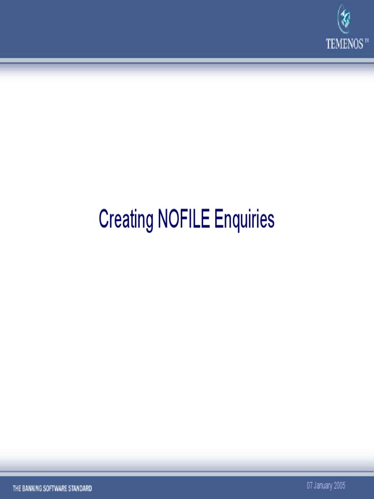 NOFILE Enquiry Setup | PDF | Debits And Credits | Areas Of Computer Science