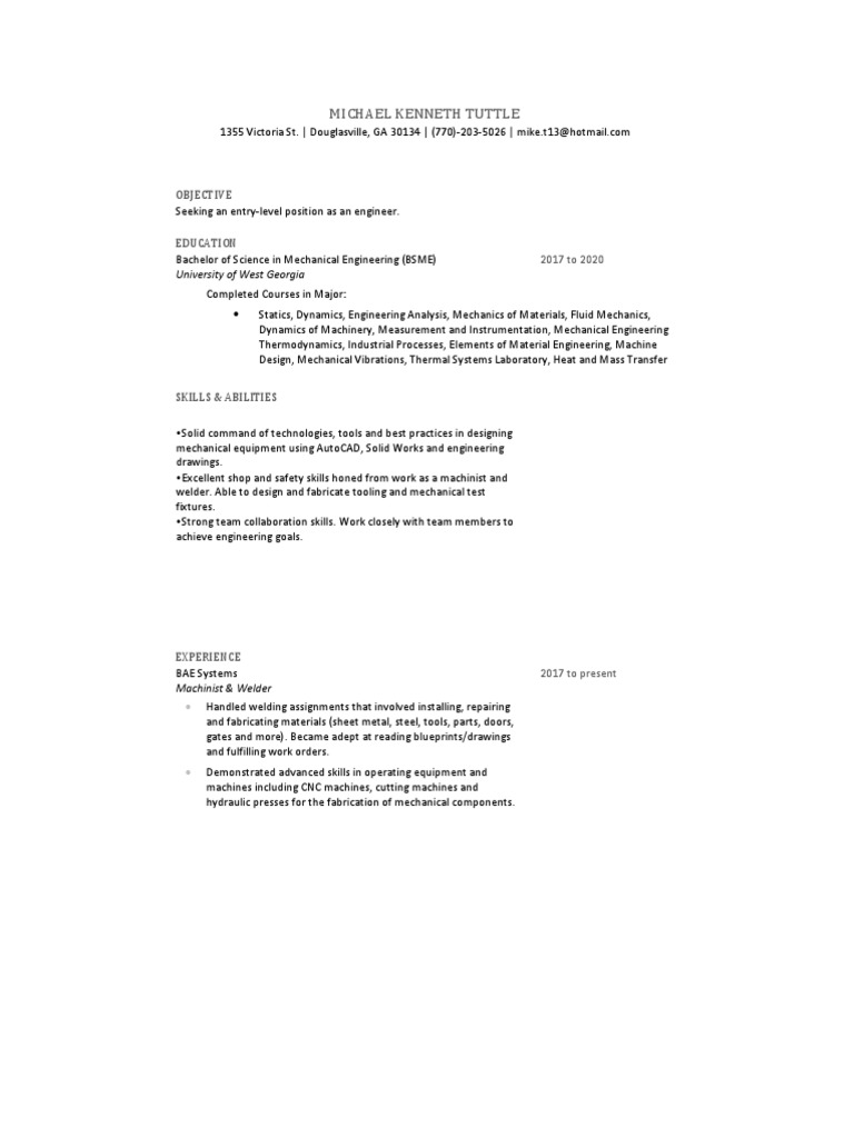 Entry-Level Engineering Resume | PDF