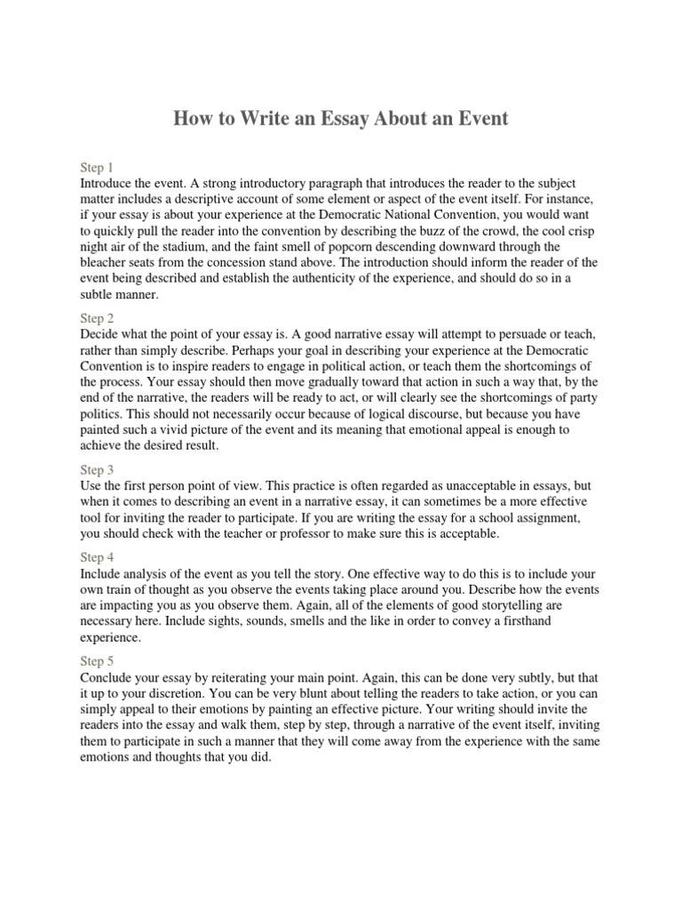 Writing Engaging Event Essays | PDF | Essays | Narrative