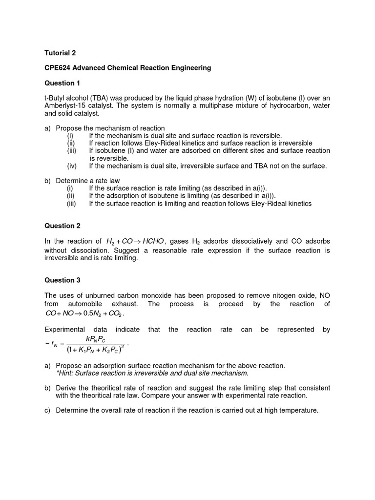 Advanced Chemical Reaction Engineering | PDF | Adsorption | Chemical ...