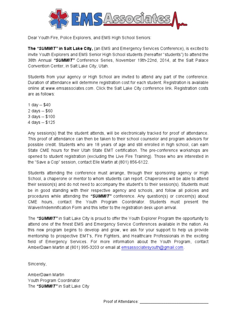 Youth EMS Conference Invitation | PDF | Emergency Medical Services ...
