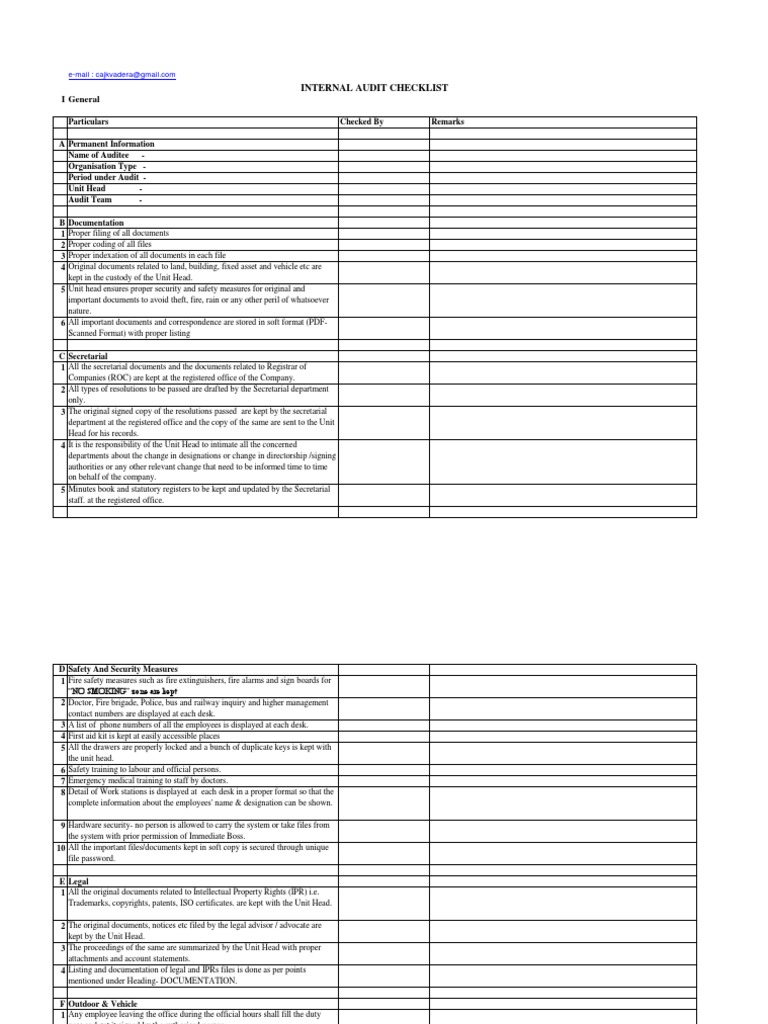 34 Internal Audit Checklist | PDF | Cheque | Taxes