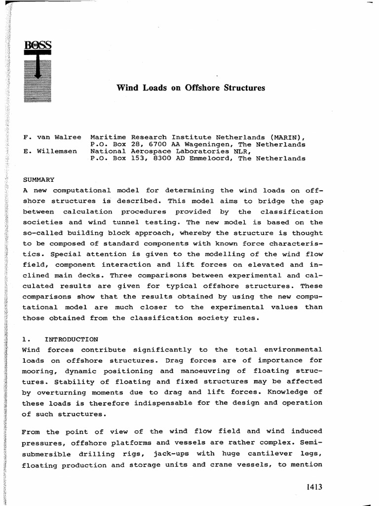 Windloads On Offshore Structures | PDF | Lift (Force) | Reynolds Number