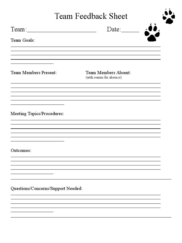 Team Feedback Sheet The | PDF