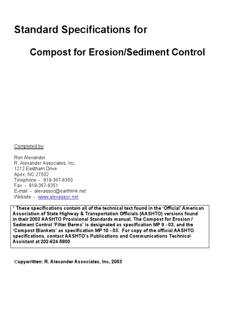Compost For Erosion Control | PDF | Home & Garden | Science & Mathematics