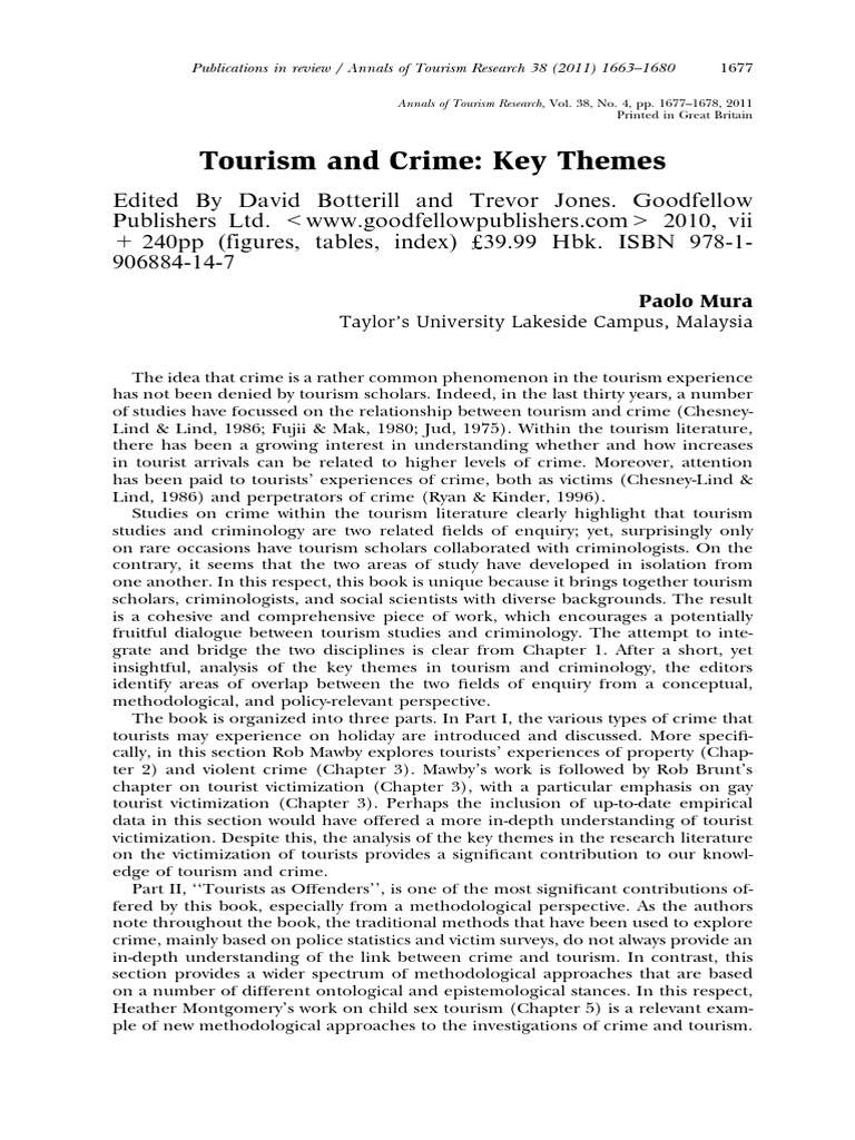 Tourism and Crime: Key Themes | PDF | Tourism | Crime & Violence