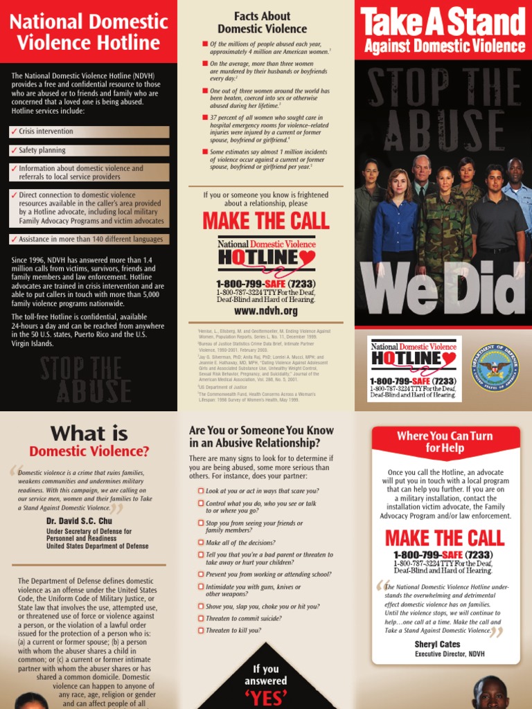National Domestic Violence Hotline Info | PDF | Domestic Violence ...