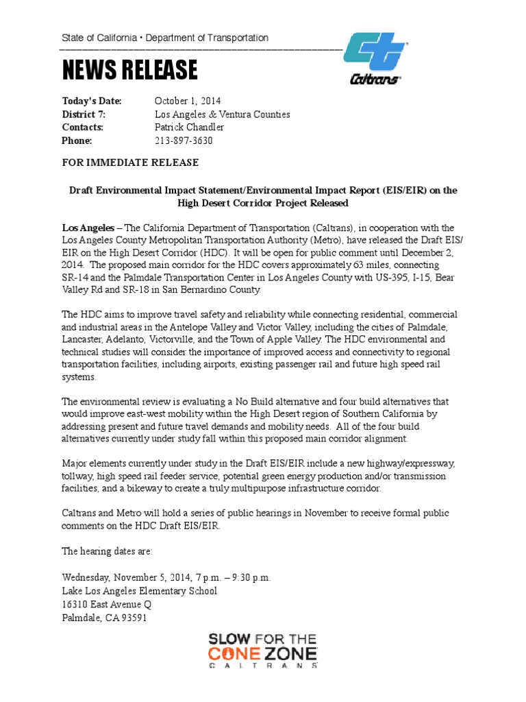 High Desert Corridor EIR | PDF | California | Transport