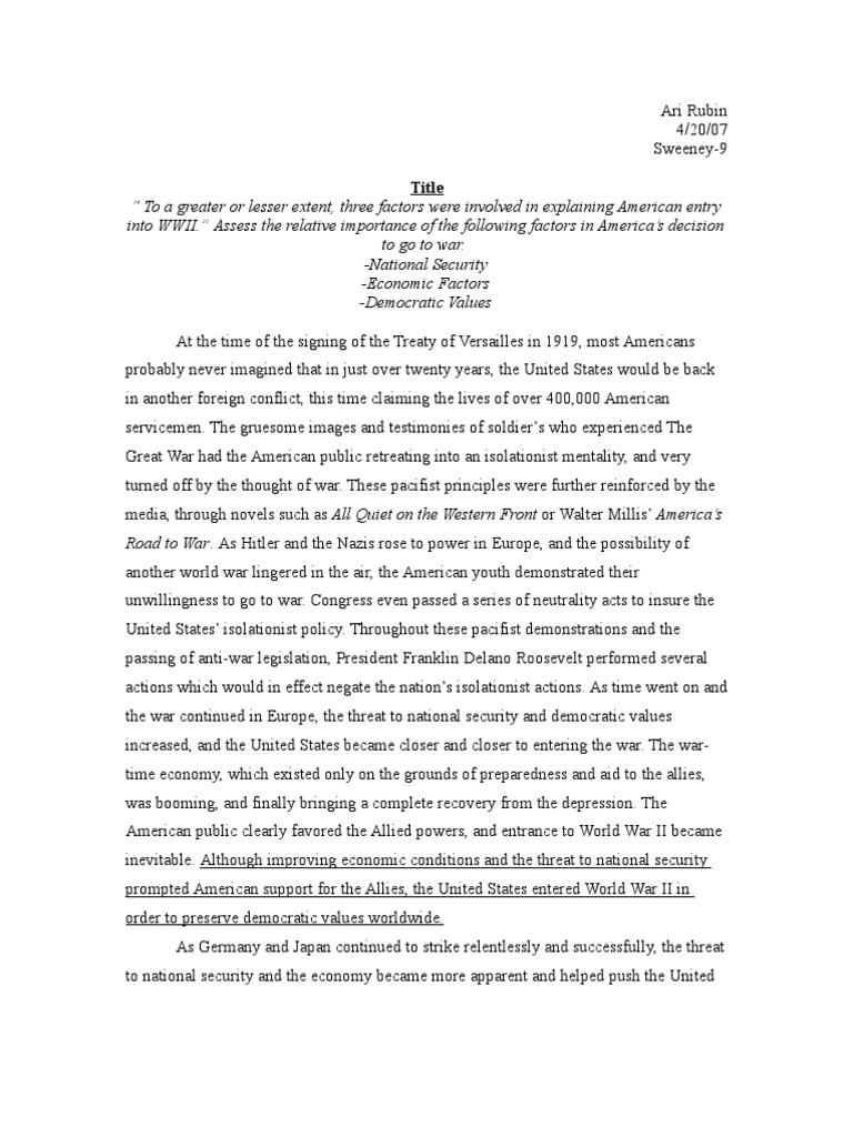 Americas Road To War DBQ | PDF | Franklin D. Roosevelt | World War II