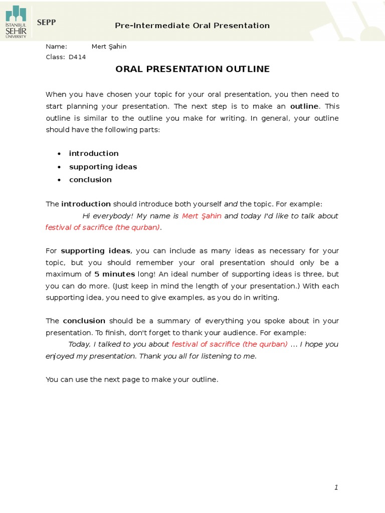 Pre-Intermediate Oral Presentation Guide | PDF