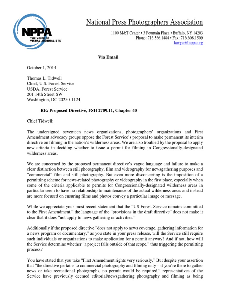 Journalism Organizations' Letter To Forest Service Chief Tom Tidwell ...