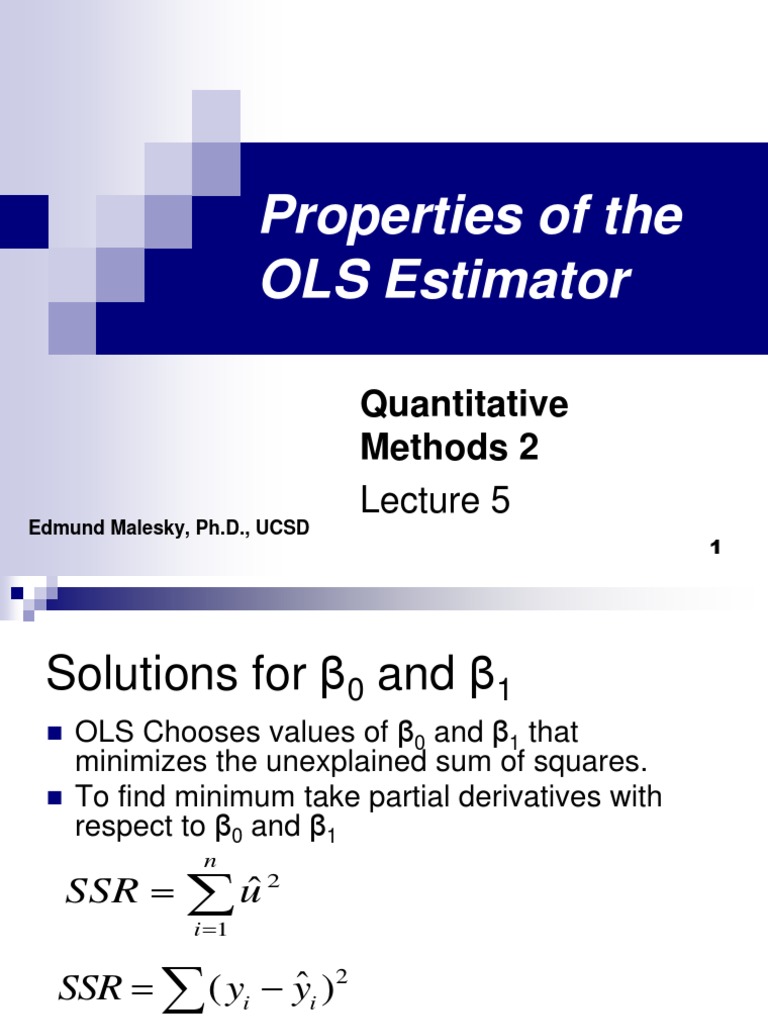 Properties Of The Ordinary Least Squares Estimator Deriving The